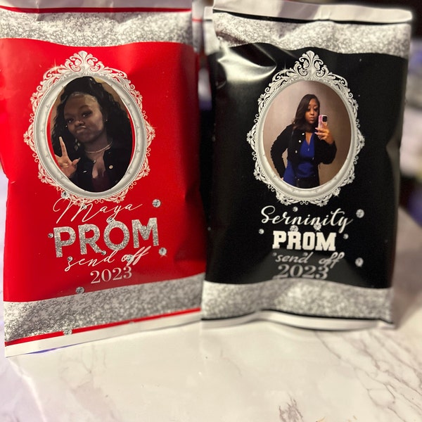 Silver Prom Chip Bag, Prom Favor Bag, Prom Send off Chip Bag, Printable ...