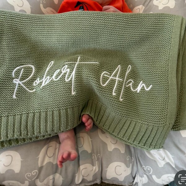Baby Blanket Set, Embroidered Name, Stroller Blanket, Newborn Baby Gift ...