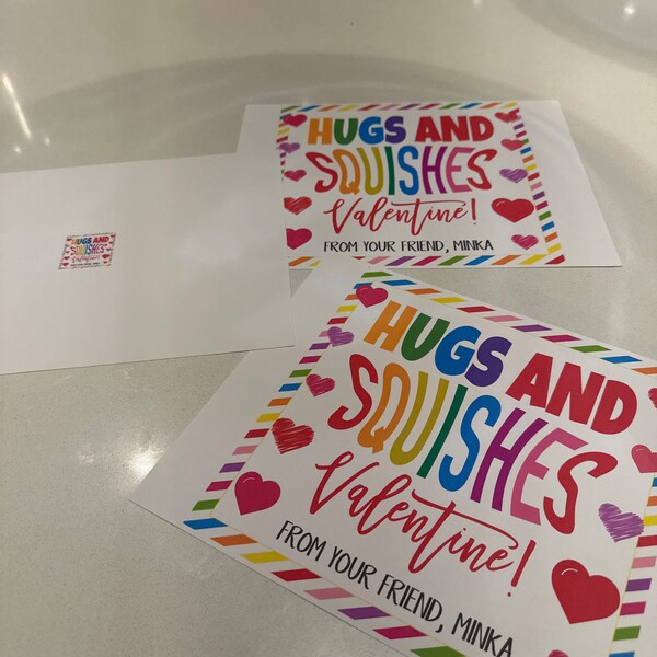 Valentine's Day Squishies Gift Tag, Hugs and Squishes Valentine Squishy ...