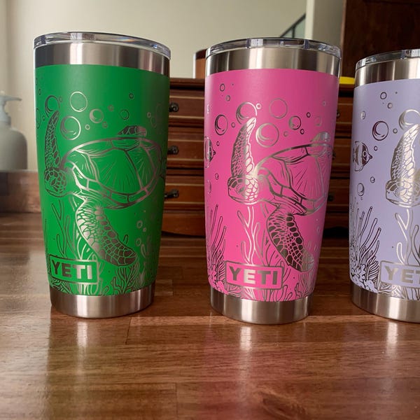 Sea Turtle Engraved YETI Tumbler,laser Engraved Sea Turtles,sea Turtle ...