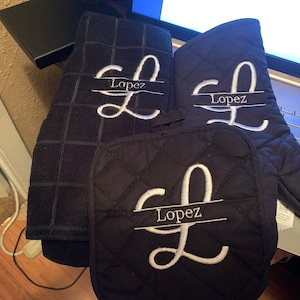 Personalized Kitchen Set, Oven Mitt Pot Holder Kitchen Towel Set ...