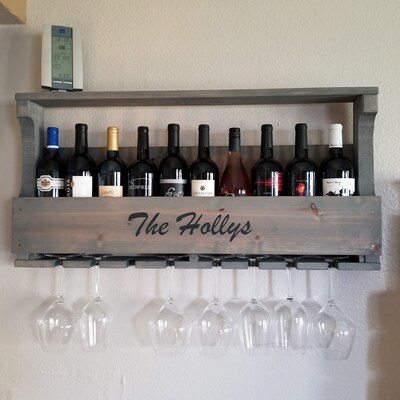 Rustic Wine Rack, Wedding Gift, Wood, Distressed ,painted, Liquor ...