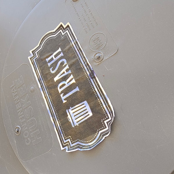 Trash / Recycling Can Labels Set of Two Stickers, Trash Recycle Bins ...