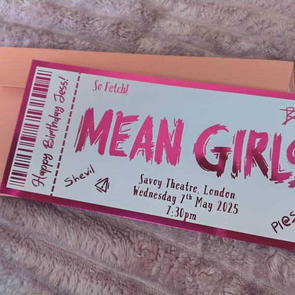 Personalised Foiled Theatre Ticket Present, Musical Keepsake, Custom ...