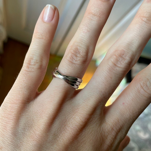 Fidget Ring Solid 14K Rolling Ring Gold Interlocking Ring Three 2mm ...