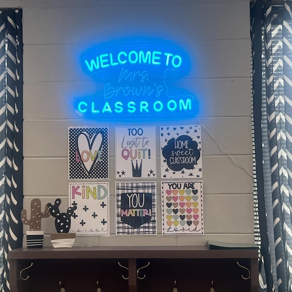 Teacher Name Neon Sign for Classroom, Teacher Name Sign, Classroom ...