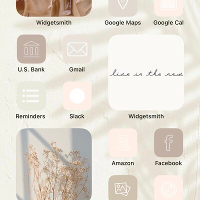Neutral Ios 14 App Icons, Minimalist Aesthetic iPhone Home Screen, Ios ...