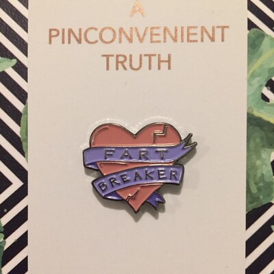 Enamel Pin Fart Breaker Not Heart Breaker Funny Lapel Pin Pastel Heart ...