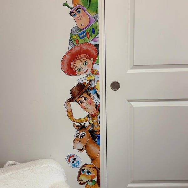 Toy Story Peek A Boo Door Decals, Disney Peeking Wall Stickers, Woody ...