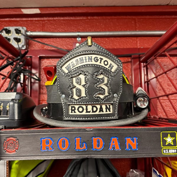 Custom Leather Fire Helmet Shield - Handcrafted Firefighter Helmet ...