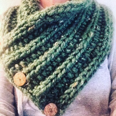 KNITTING PATTERN PDF Only Beginner 3 Button Rustic Scarf, Shoulder Wrap ...