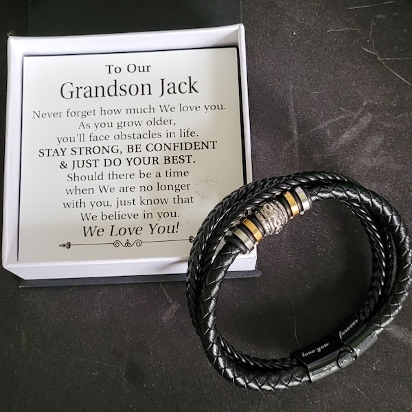 To My/our Grandson Leather Bracelet, Grandson Bracelet Gift From ...
