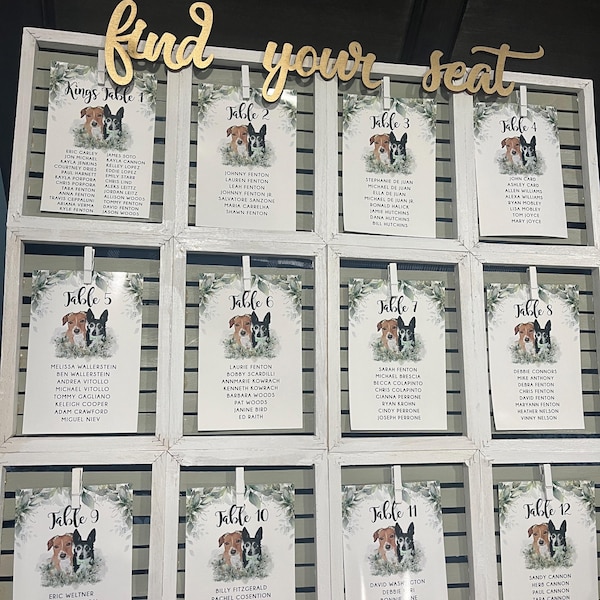 Dog Wedding Sign Seating Chart Printable, Pet Wedding Seating Chart ...