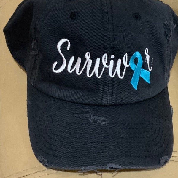 Cancer Survivor Hat | Distressed Baseball Cap OR Ponytail Hat | Cancer ...