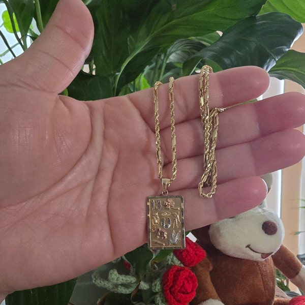 Tricolor 10k/14k Solid Gold Lucky Charm Pendant: Good Luck Amulet - Etsy