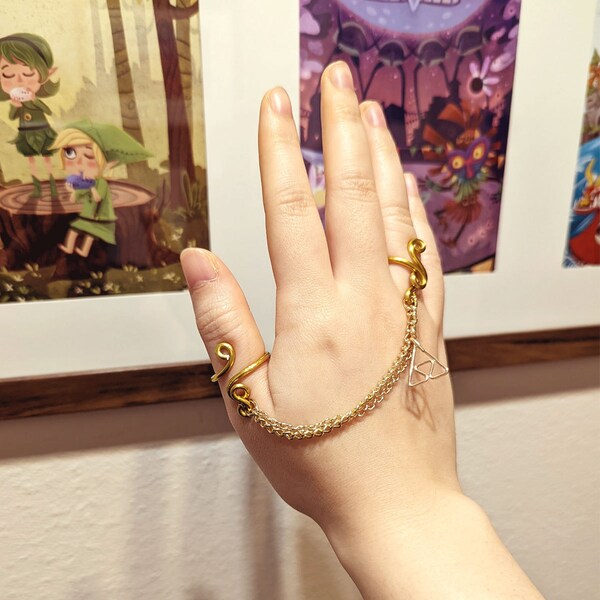 Double Chain Ring With Golden Triforce - Etsy