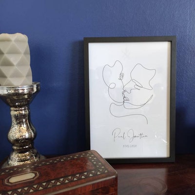 Intertwined Hands Poster and Calligraphic Couple's First Names or Love ...