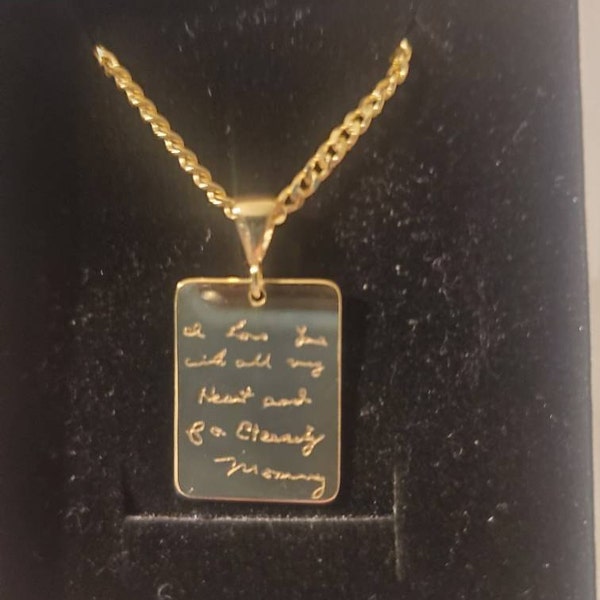 Custom Handwriting Necklace, Actual (your Own) Handwriting, 14k Gold ...