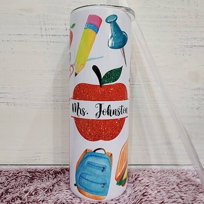 Teacher Name 20 Oz Skinny Tumbler Sublimation Designs Teacher ...