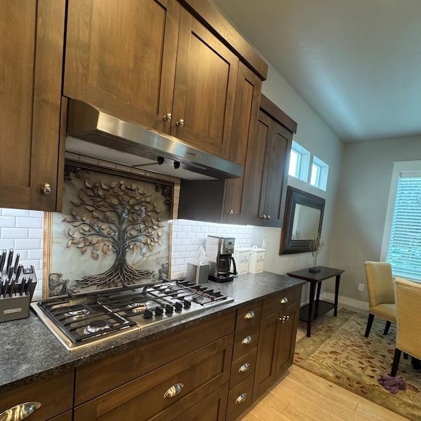 Western Glass Backsplash, Tempered Glass Backsplash, Rustic Kitchen ...