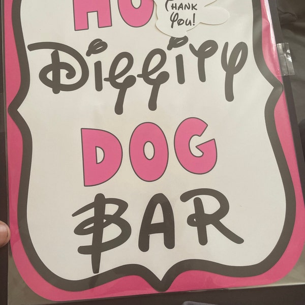Minnie Mouse Birthday Hot Diggity Dog Bar Sign Hot Pink Party ...