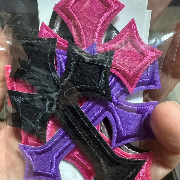 Black Iron on Embroidered Cross Patch Applique 4" - Etsy