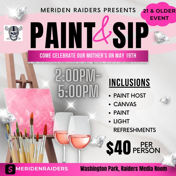 Sip and Paint Flyer, DIY Flyer Design Template, Paint and Sip Event ...