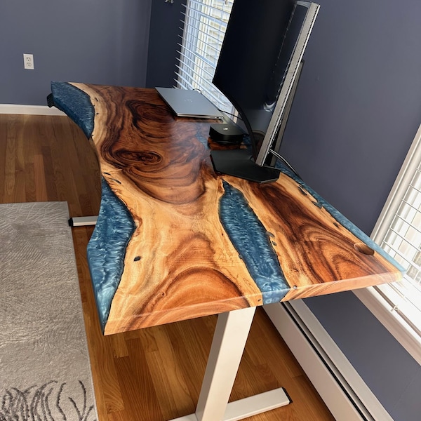 Epoxy Resin Wood Standing Desk Table Top: Ergonomic Computer Table - Etsy