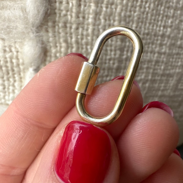 14k Gold Round Enhancer Link Lock, Solid Gold Enhancer, 14K Gold Push ...