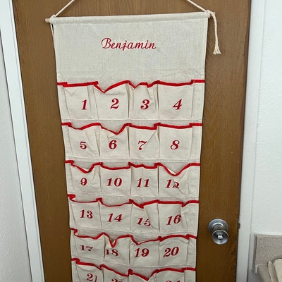 Custom Embroidered Wall Fabric Canvas Hanging Advent Calendar 4ft Tall ...