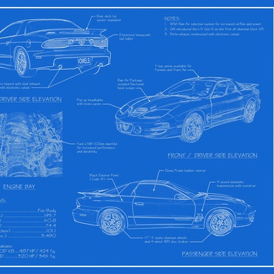 1979 Pontiac Firebird / Trans Am Blueprint Poster 18x24 digital Image ...