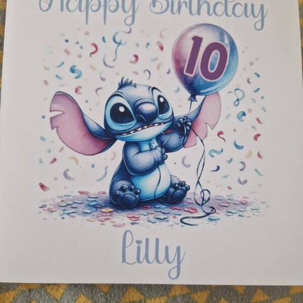 Stitch Birthday Card, Personalised Stitch, Happy Birthday Card Daughter ...