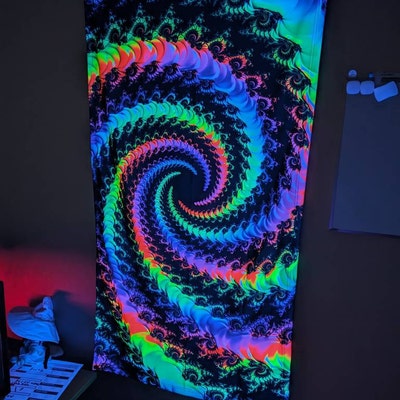 Macrodose Ceiling Canopy Trippy UV Reactive Geometric Tapestry 6 Petals ...