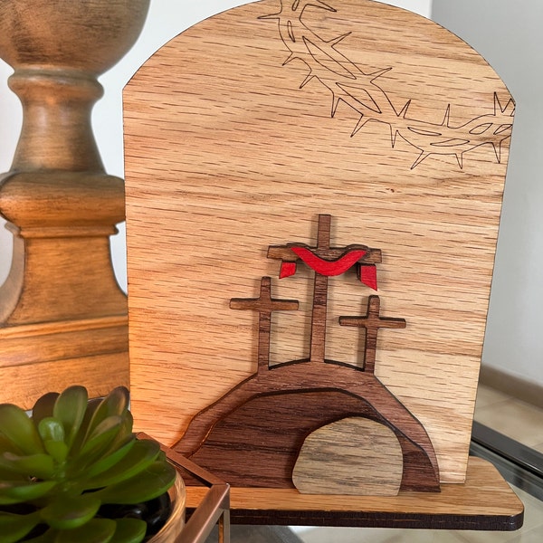 He is Risen SVG, Resurrection Scene Laser Cut File, Easter Empty Tomb ...