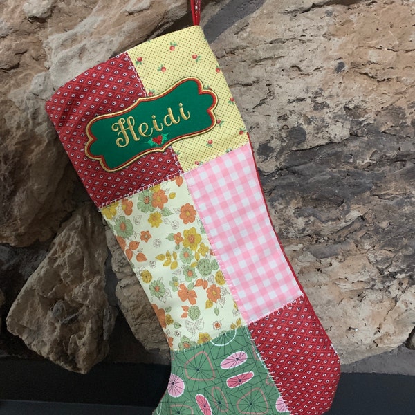Christmas Stocking NAME PATCH - 5" X 2" Custom Personalized Iron on or ...