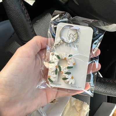 Polymer Clay Letter Keychain Initial Keychain - Etsy