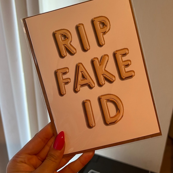 RIP Fake ID | 21st Birthday Card | Greeting Card | Legal AF | Twenty ...