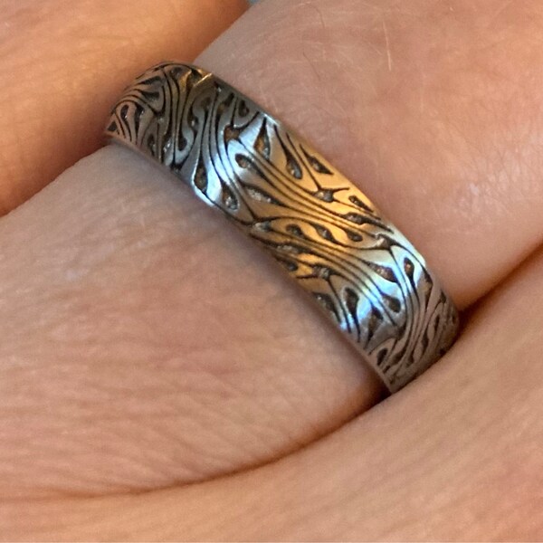 Black Zirconium Retro Rocker Pattern Custom Made Band - Etsy