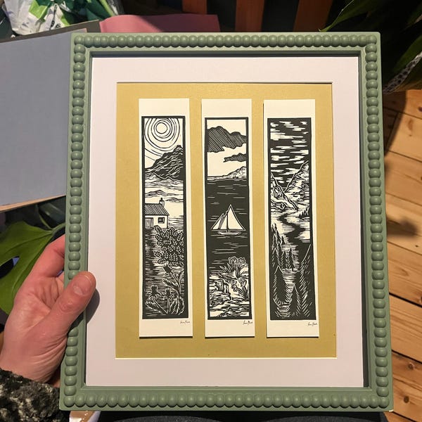 Scottish Landscape Triptych Lino Print - Etsy