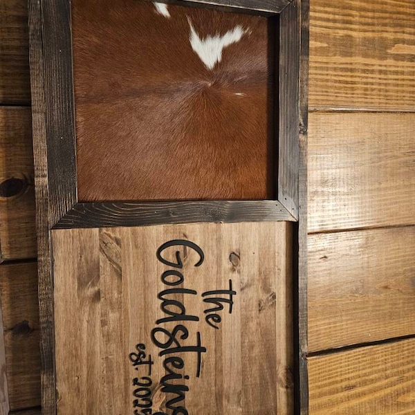 Cowhide Branding Frame, Cowhide Wood Sign, Family Heirloom, Unity ...