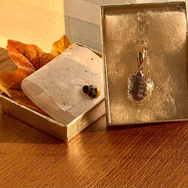 Tortoise Locket Necklace Ruby Eyes on 18” Chain Silver - Jewellery Gift ...