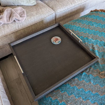 Solid Wood Ottoman Tray, Oversized, Extra Large Tray With Handles, XXL ...