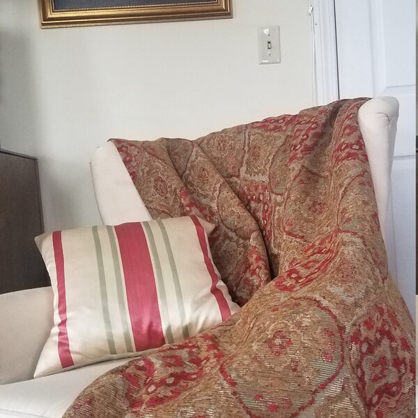 Medieval Tapestry Look Throw Blanket, Vintage Red Black Old World ...