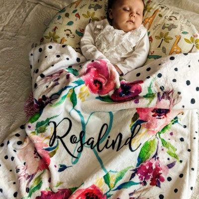 Personalized Baby Blanket Baby Blanket Floral Blanket Floral Baby ...