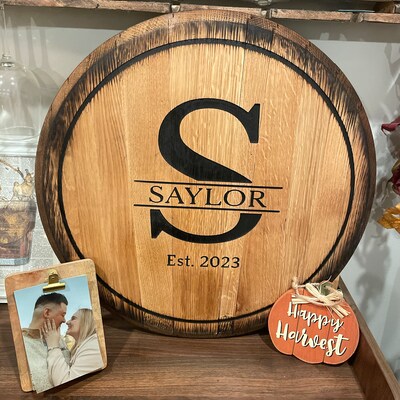Carved Barrel Head Wedding Guest Book, Personalized Guest Book ...