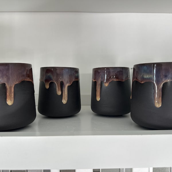 Dripping Style Multicolor Black Clay Pottery, Handmade Stoneware ...