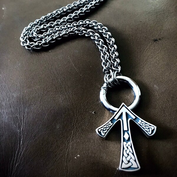 Tyr Rune Pendant, Silver, Viking Amulet, Tiwaz Rune Pendant, Viking ...