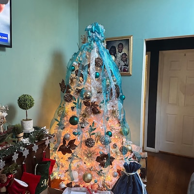 Peacock Tree Topper, Six 48 Inch Streamers, Extra Large Peacock Bow ...
