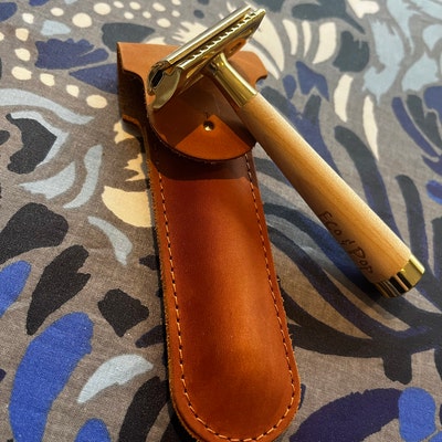 Customized Leather Razor Cover, Handcrafted Leather Razor Case Holder ...