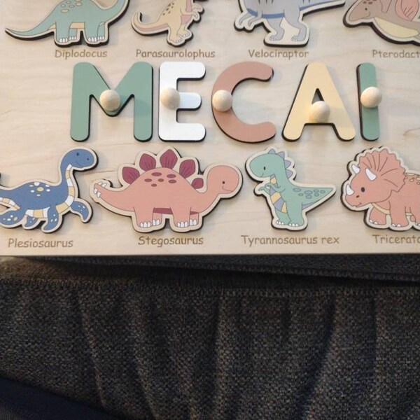 Dinosaur Name Puzzle | Dinosaur First Birthday Gift | Dinosaur Nursery ...